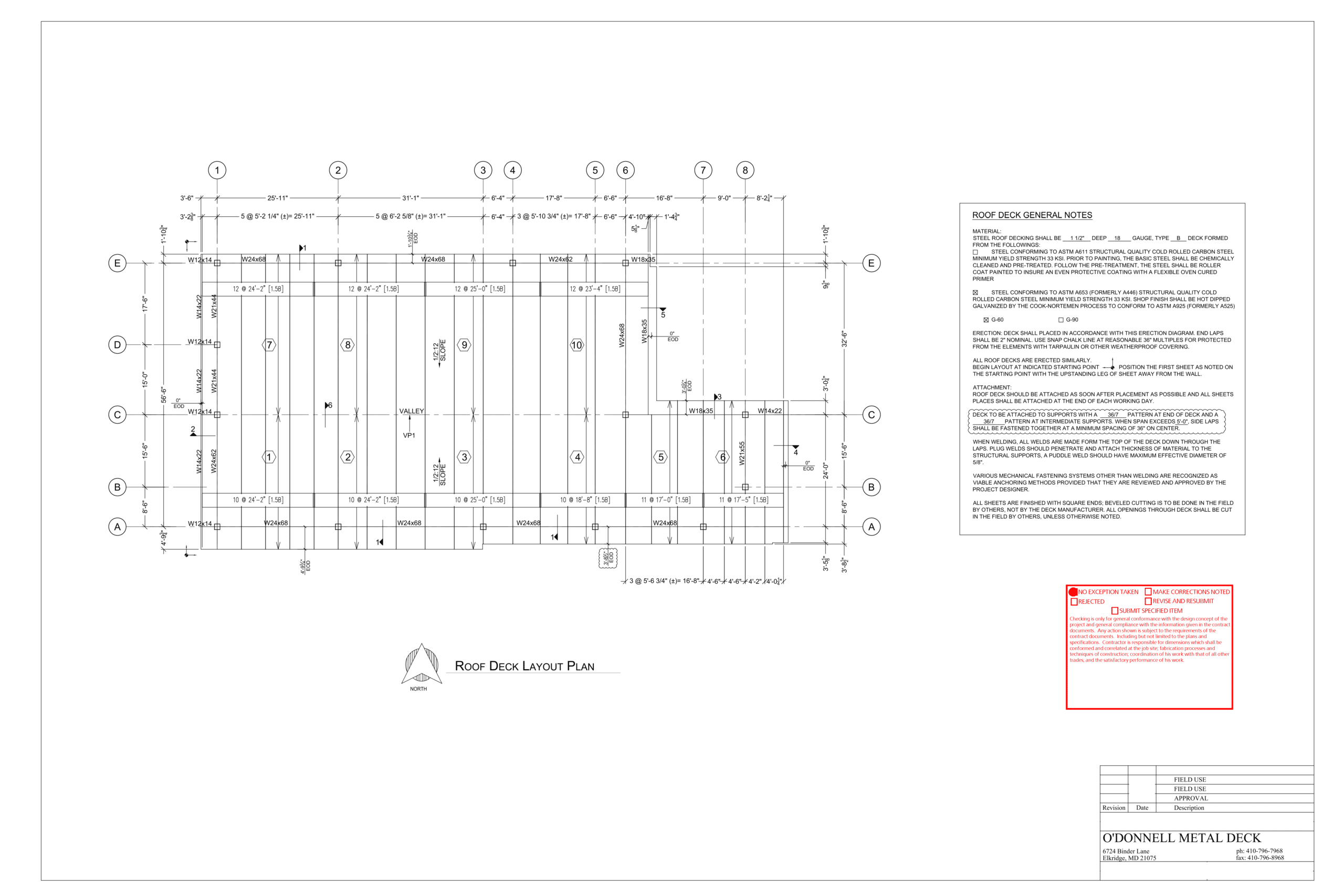 Metal Deck Shop Drawings | O'Donnell Metal Deck